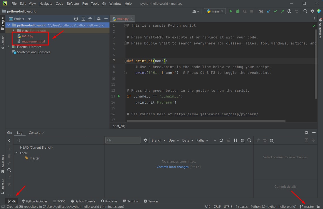 Hello World con Python y PyCharm