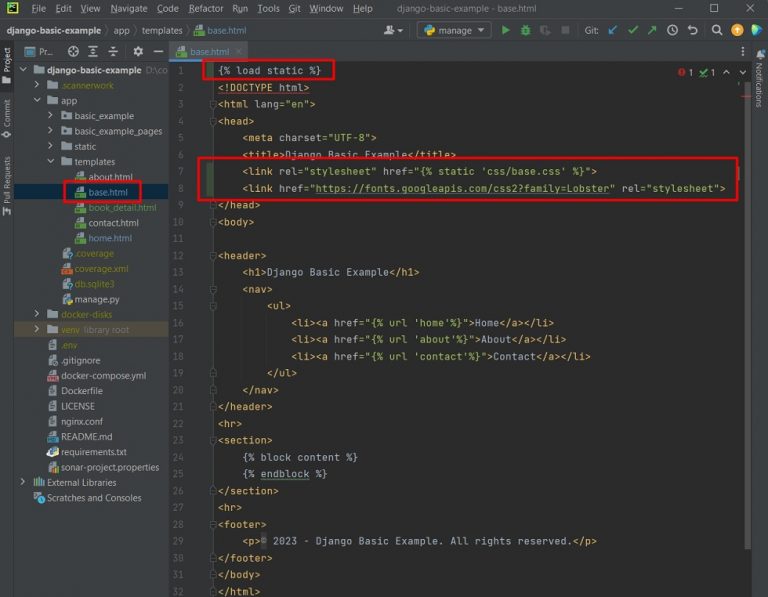 Ejemplo de un proyecto básico con Python, Django y PyCharm - II