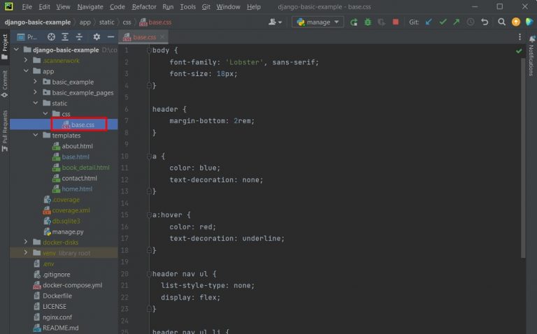 Ejemplo de un proyecto básico con Python, Django y PyCharm - II