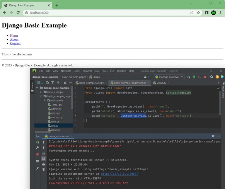 Ejemplo de un proyecto básico con Python, Django y PyCharm